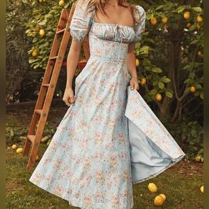 House of CB | Dresses | House Of Cb Tallulah Blue Vintage Floral Puff ...